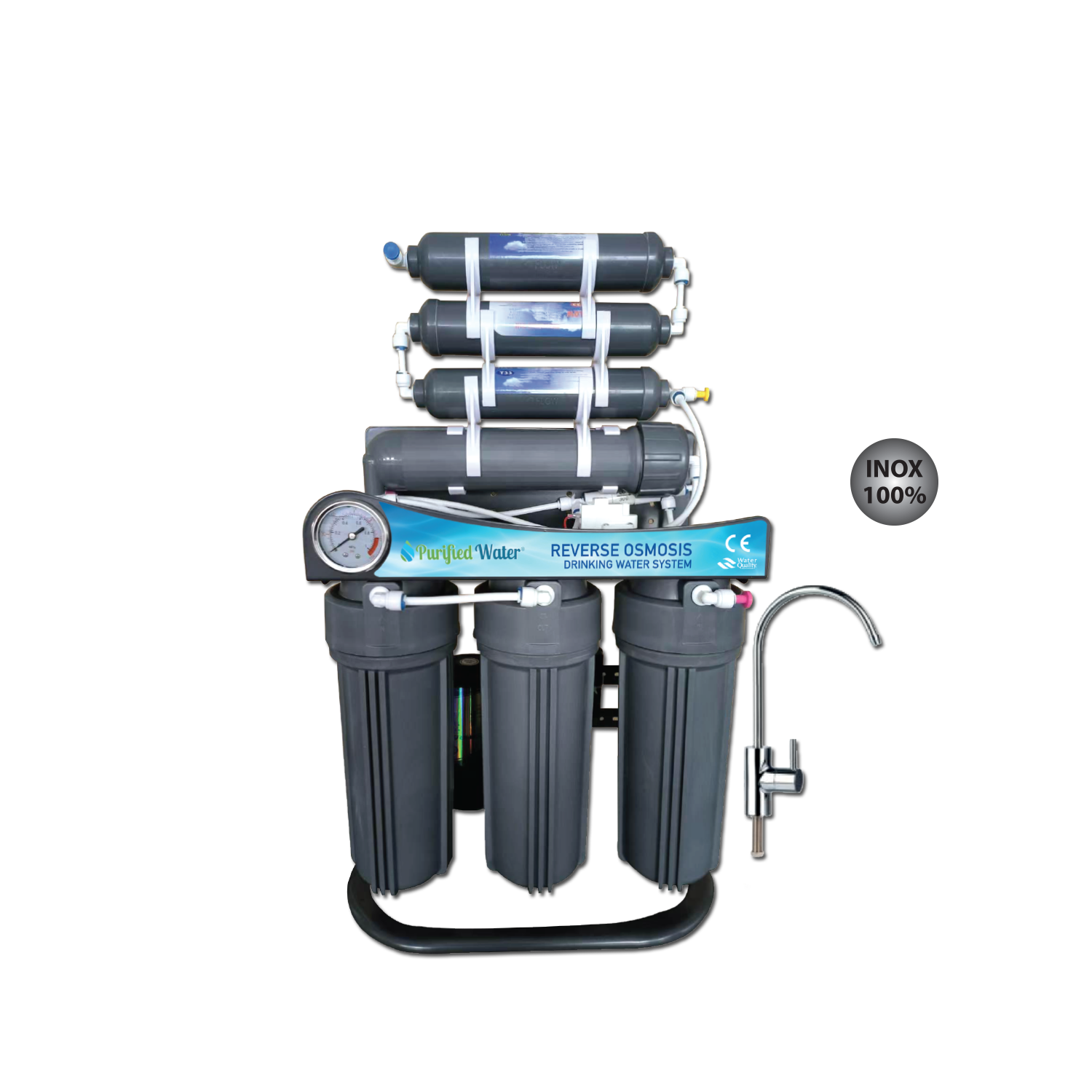 Purified Water - Filtre d'eau à osmose inverse 7 étapes Gris - PurifiedWatersSolutions